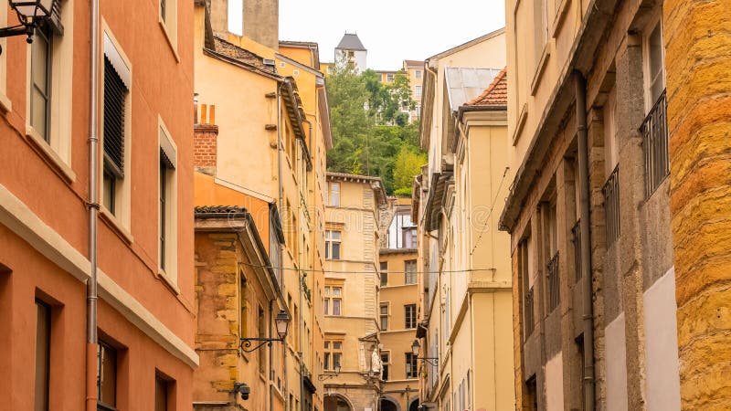 Lyon, typical buildings stock image. Image of lyon, hill - 216184703