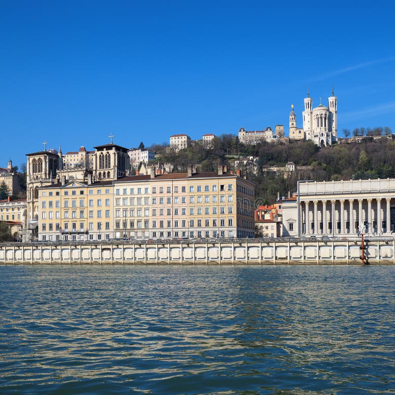 Lyon view with blue sky stock image. Image of christian - 39352733