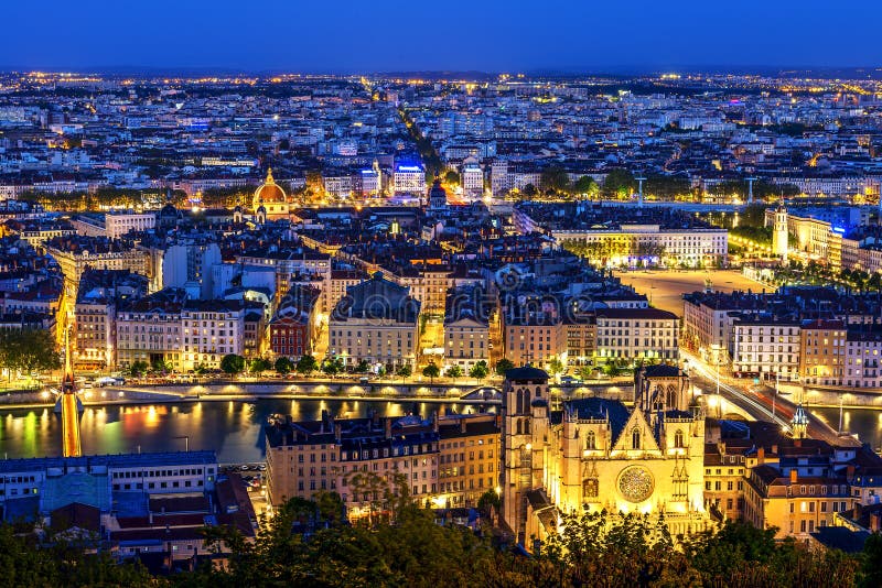 Lyon view stock photo. Image of medieval, night, lyon - 39890224