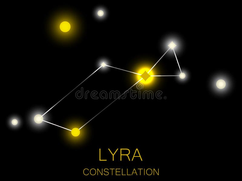Lyra Constellation. Bright Yellow Stars in the Night Sky. a Cluster of ...