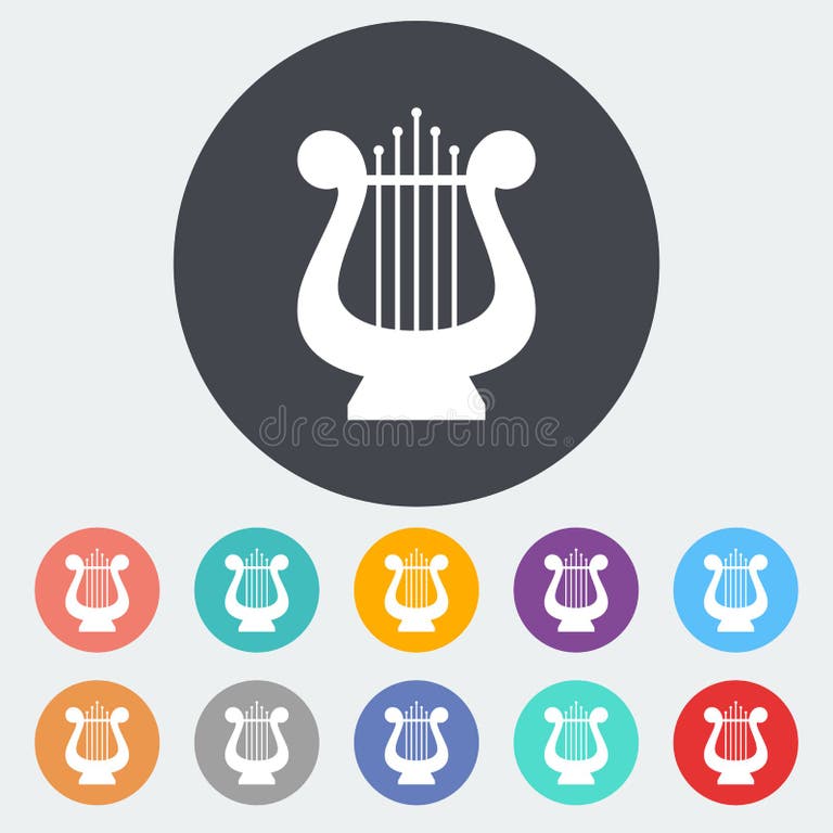 Lyra flat icon stock vector. Illustration of musician - 89292799