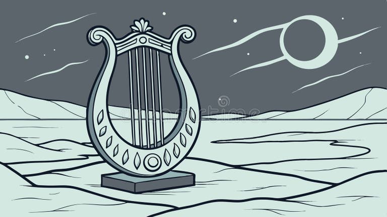 Lyre in Serene Abstract Landscape, Vector Design Generative AI Stock ...