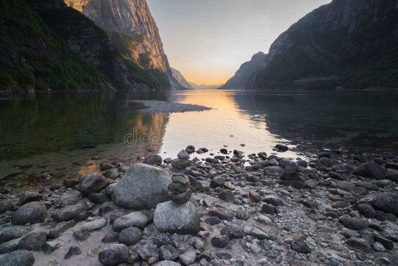 Lysefjord in Lysebotn, Norway Stock Photo - Image of landmark ...
