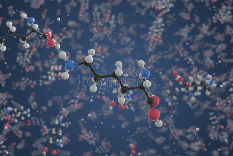 Lysine Molecule 3D Illustration. Stock Illustration - Illustration of ...