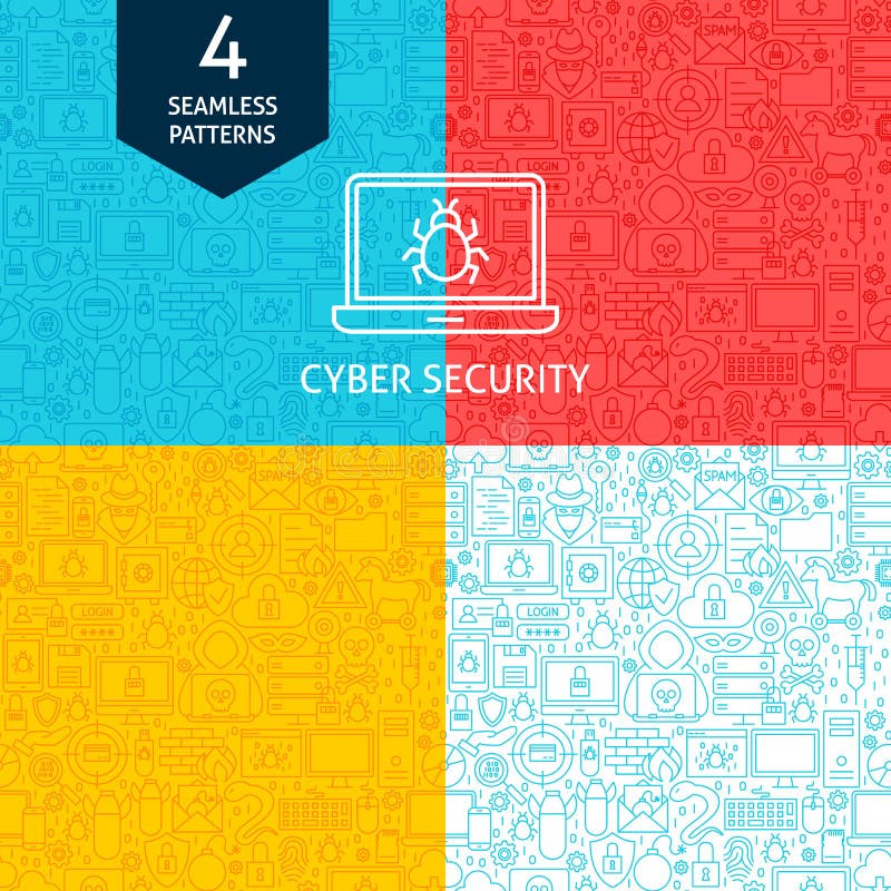 Línea Modelos Cibernéticos De La Seguridad Ilustración del Vector - Ilustración de icono ...