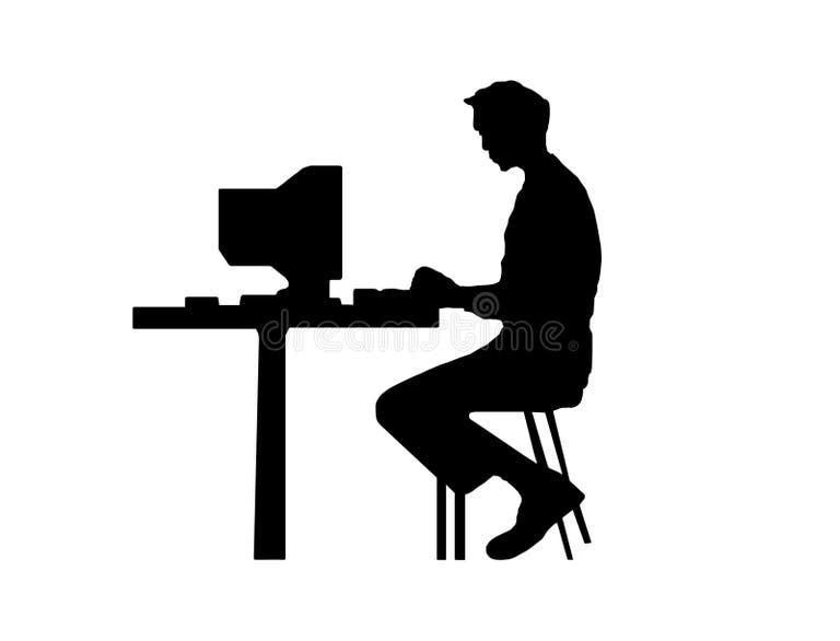Man Typing Silhouette Stock Illustrations – 1,061 Man Typing Silhouette ...