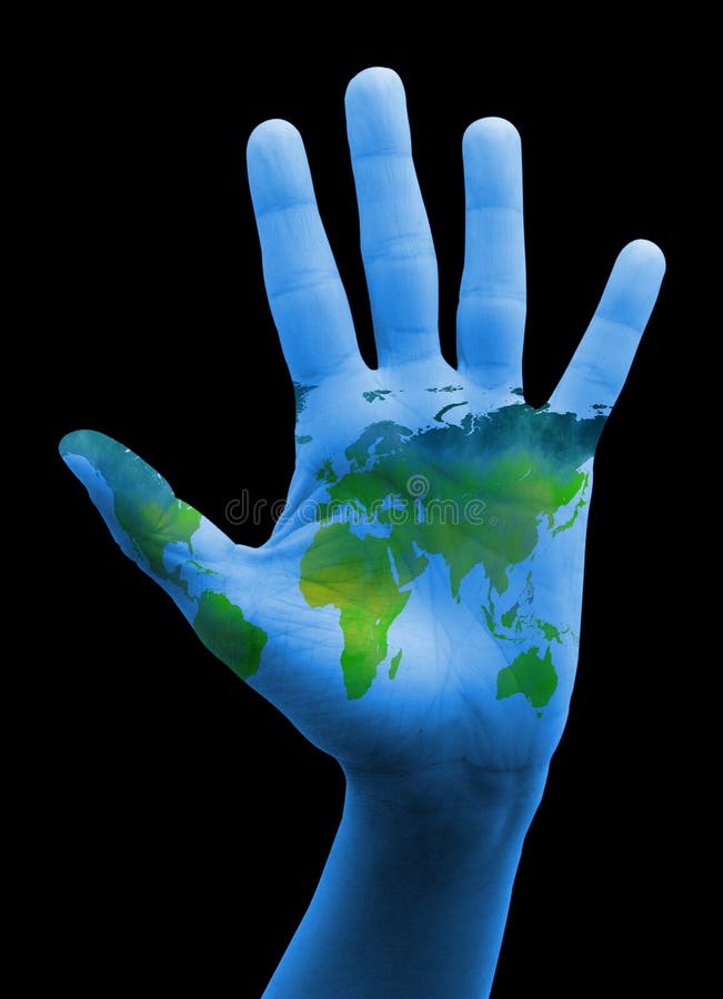 Mão com o mapa do mundo imagem de stock. Imagem de europa - 73825119