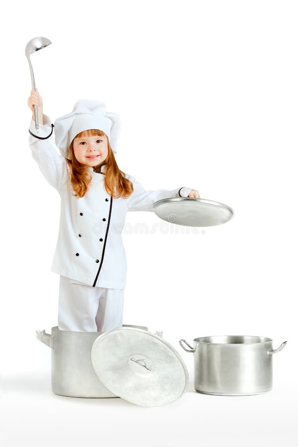 Mädchen, Das Chef Kochend Spielt Stockfoto - Bild von assistent, essen ...