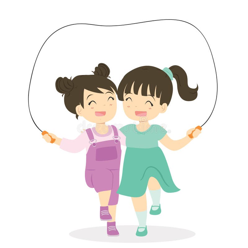 Mädchen, Das Springendes Seil-Karikatur-Vektor Spielt Vektor Abbildung ...