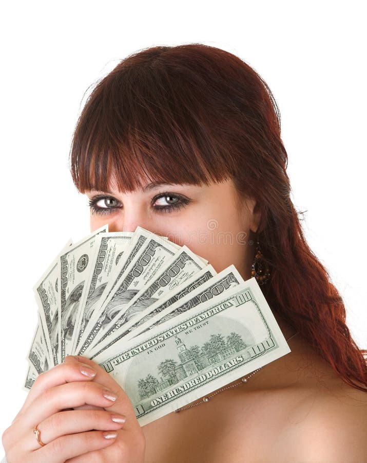 Mädchen mit Geld stockfoto. Bild von dollar, darlehen - 1754698