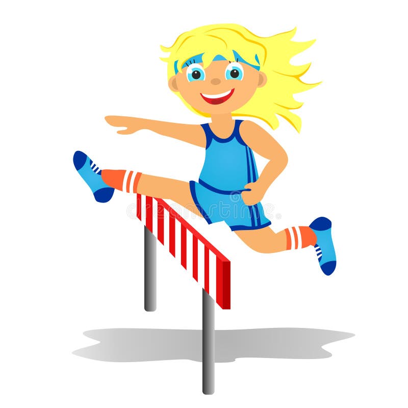 Mädchen overjumps Hürde stock abbildung. Illustration von rennen - 36218806