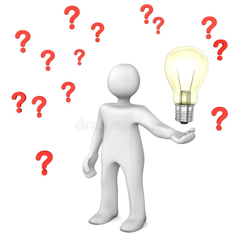 Männchen Stellt Idee in Frage Stock Abbildung - Illustration von ...