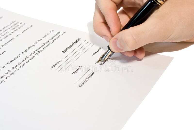 Einen Stift Zum Unterschreiben Des Vertrags Anbieten Stockfoto - Bild ...