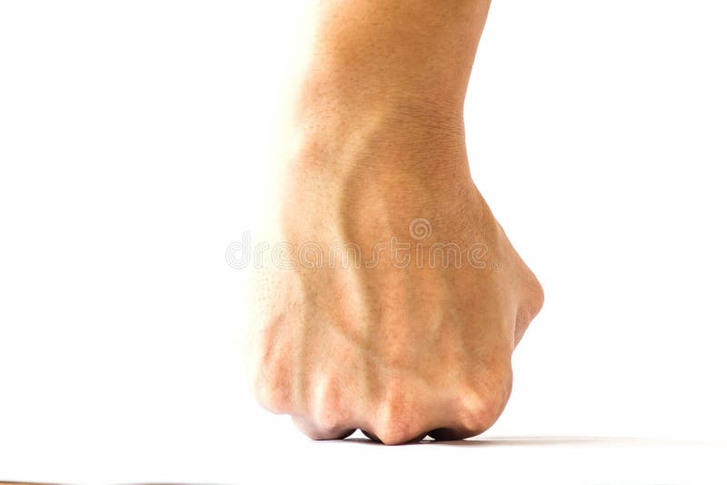 Männliche Geballte Faust Auf Einer Weißen Hintergrund Mannhand Mit ...