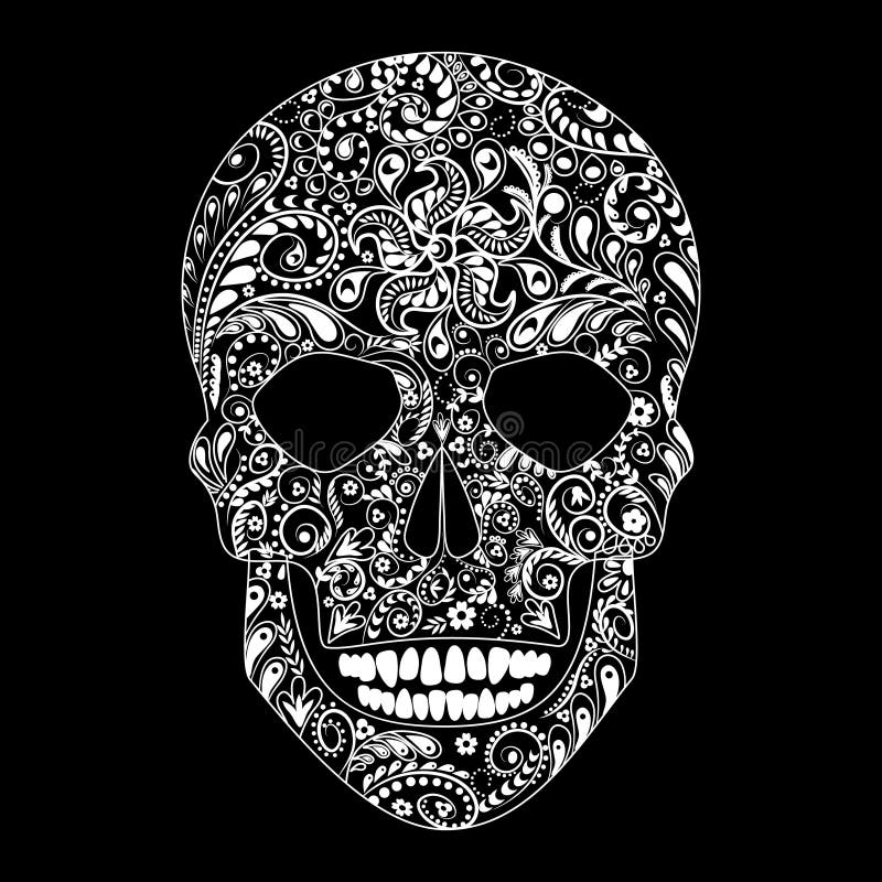 Skalle Och Rosor Med Revolvertatueringillustrationen Vektor ...