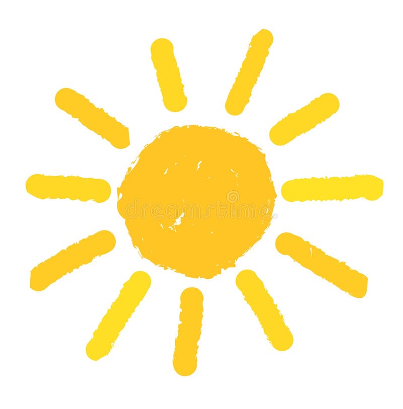 Sol I En Avsiktligt Barnslig Stil. Bildobjekt. Barnskiss Som Målar ...