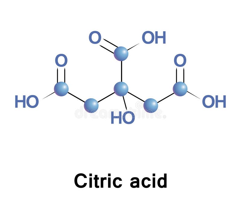 Structure Moléculaire D'acide Citrique D'isolement Sur Le Blanc ...