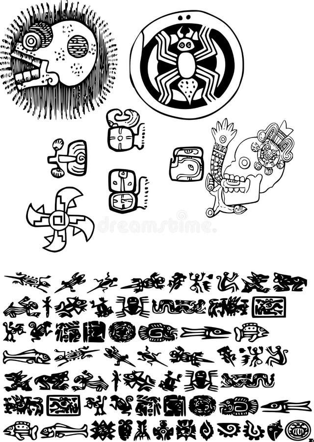 Símbolos mayas ilustración del vector. Ilustración de mito - 3145561