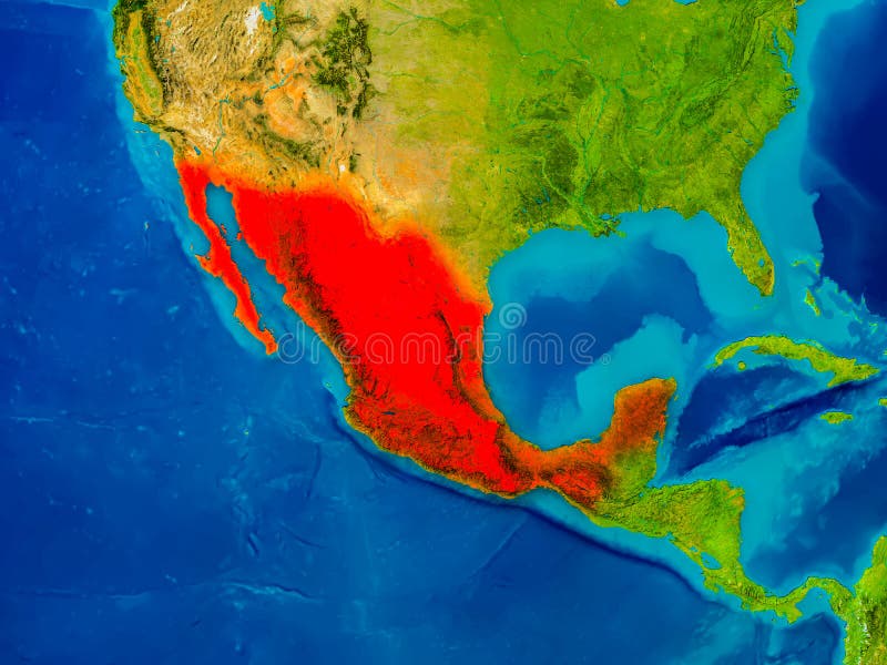 El Mapa De México Se Destaca En El Rojo En El Mapa Del Mundo - Vector ...