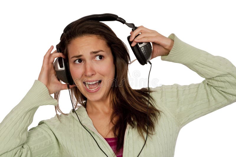 Música Ruidosa Que Escucha De La Mujer Imagen de archivo - Imagen de ...