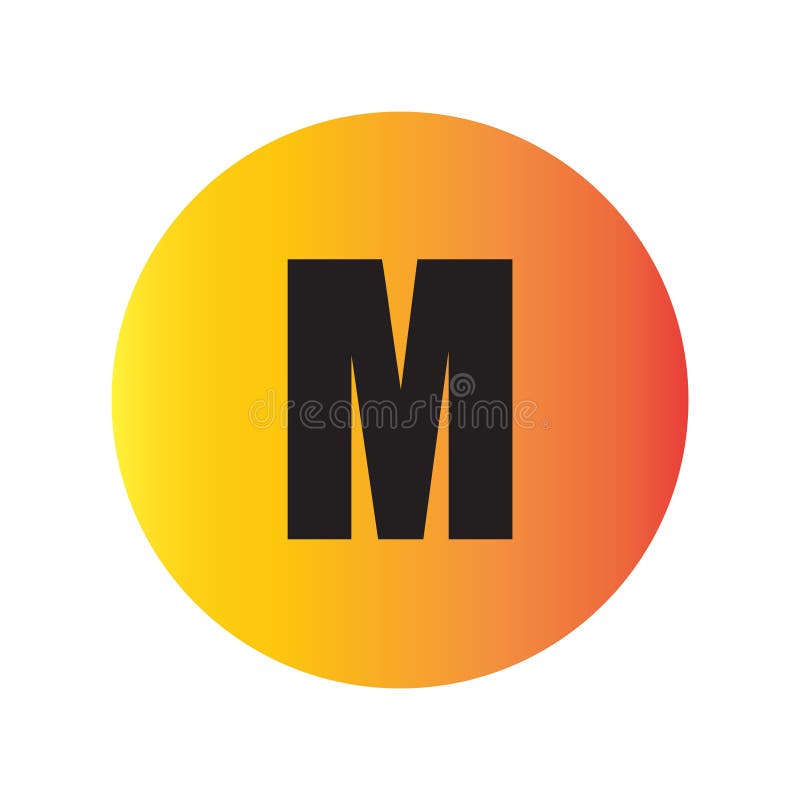 Letter M with Black Impact Font in Orange Gradation Circle Stock Vector ...
