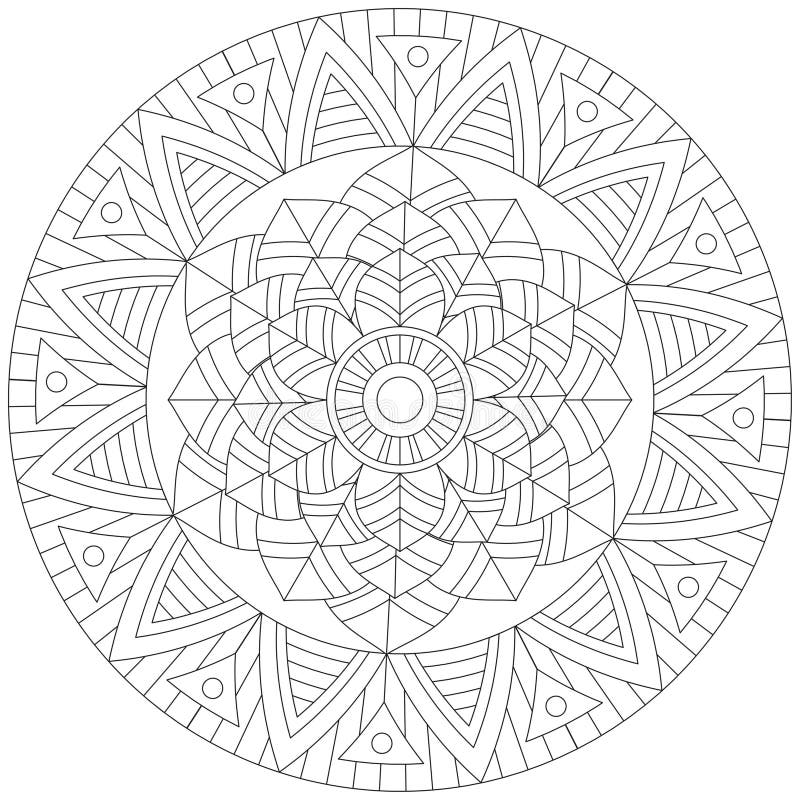 Mandala Flower Illustration Vector Beautiful Deco Monochrome Contour ...
