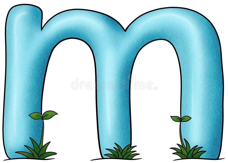 The Blue Alphabet M Has Small Trees Stock Image - Illustration of ...