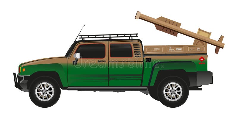 Missile Vehicle Pickup Car Military Weapon Rocket Launcher Vector ...