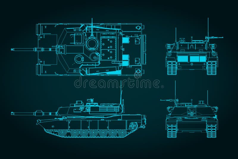M1 Abrams Tank Blueprints Illustration Stock Vector - Illustration of ...