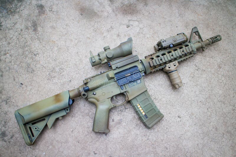 US Spec Ops M4A1 Custom Assault Rifle. Stock Photo - Image of tilt ...