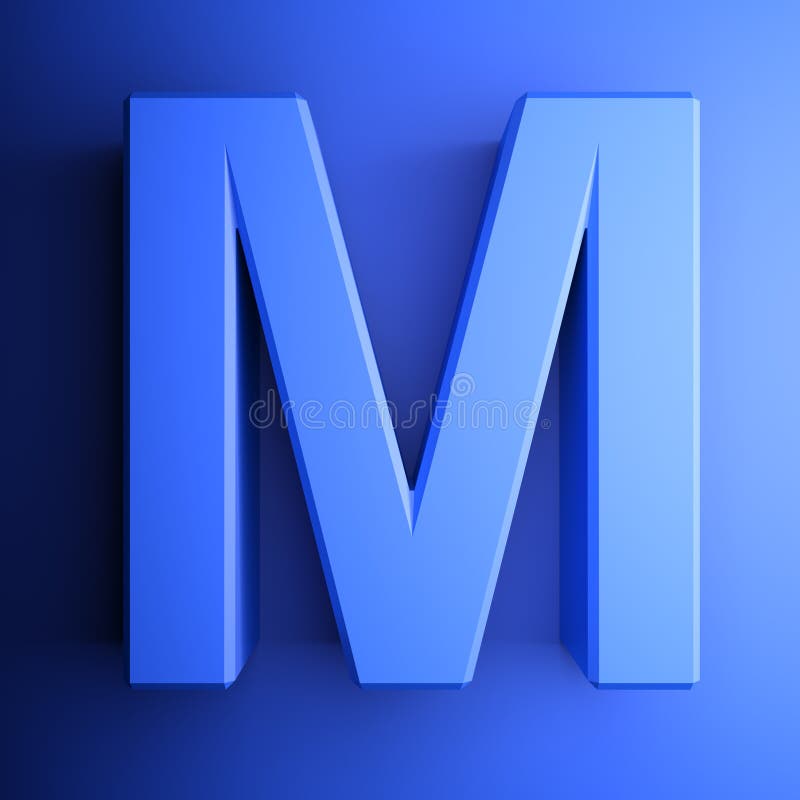 M Alphabetic Letter Blue, Isolated on Blue Background - 3D Rendering ...