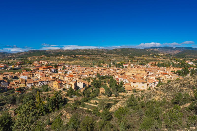 Panoramic View of Rubielos De Mora in Teruel Province, it is One of the ...