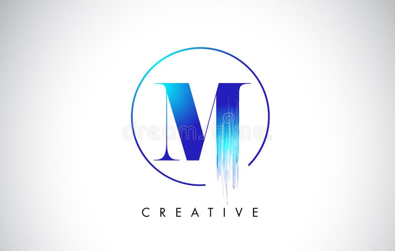 M Brush Stroke Letter Logo Design. Blue Paint Logo Leters Icon Stock ...