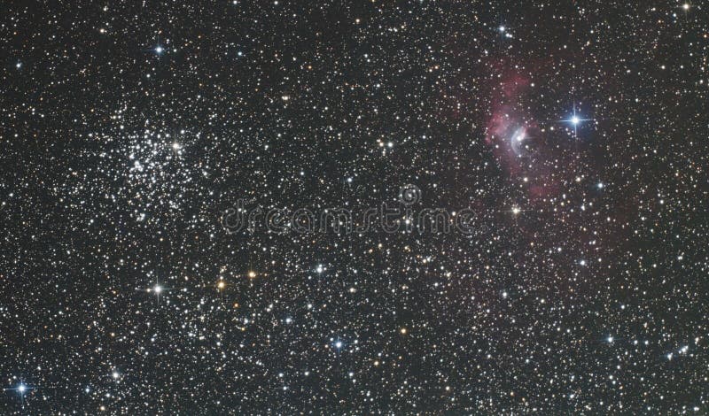 M52 and Bubble nebula stock image. Image of nebula, star - 60497543