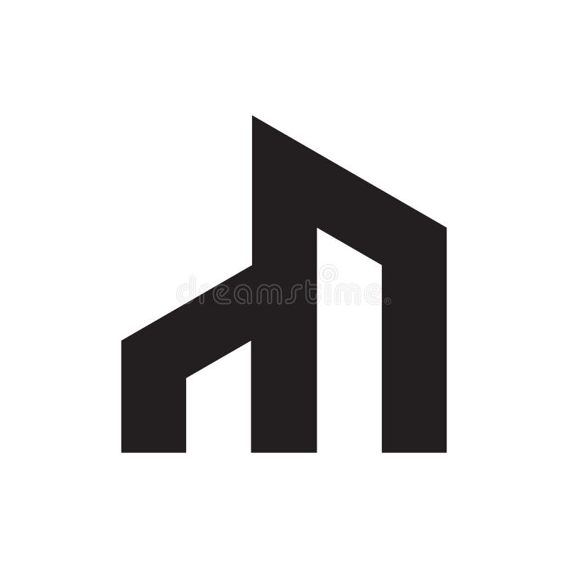 Building with Initial M Letter Monogram Logo Design Stock Vector ...