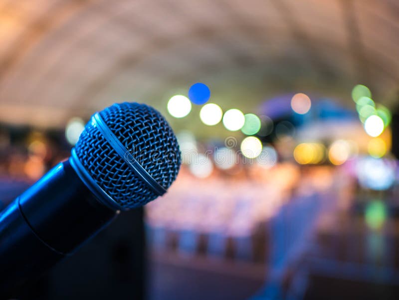 MClose Up Microphone in Concert Hall or Conference Room Stock Image ...