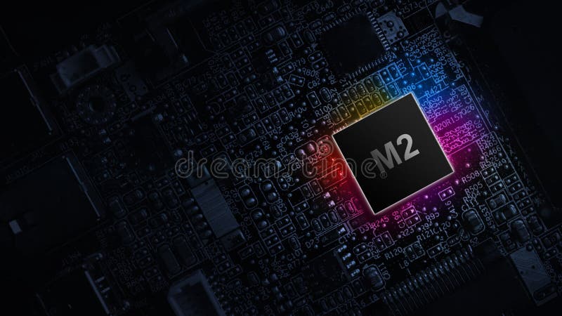 M2 Cpu Chip. Digital Computer Processor, Network Motherboard Chip on ...