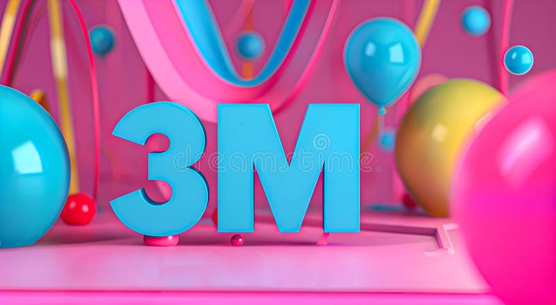 3M Follower 3D Color Number Stock Illustration - Illustration of font ...