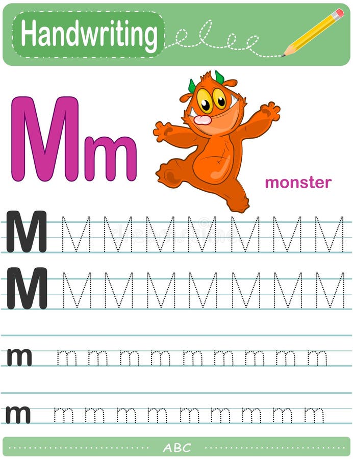 M is funny orange monster stock illustration. Illustration of kids ...