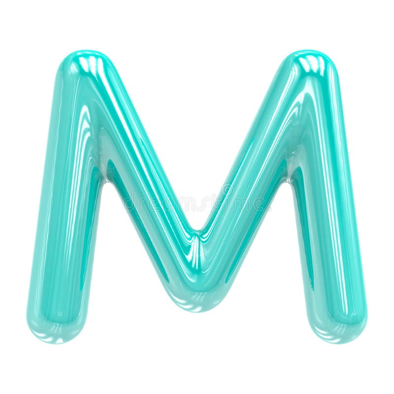 M Green Font Cyan 3D with White Background Stock Illustration ...