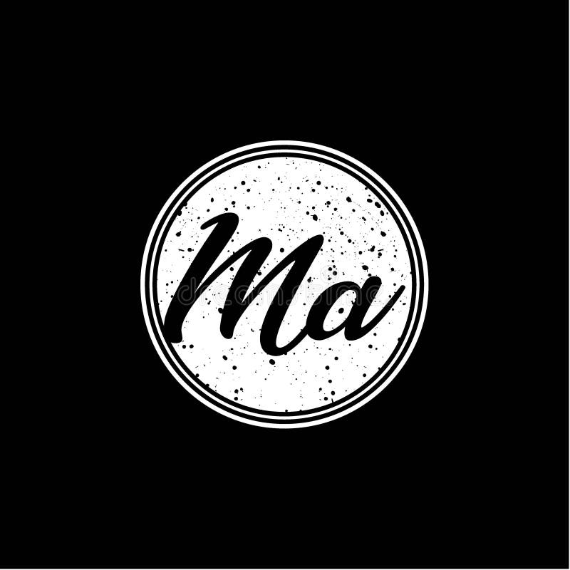 M a Initial Handwriting in Black and White Circle Frame Design Stock ...