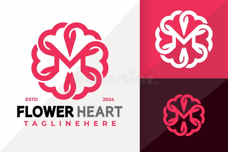 M Letter Flower Heart Logo Icon Vector Design. Creative Simple Logos ...