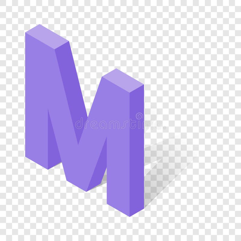M Letter in Isometric 3d Style with Shadow Stock Vector - Illustration ...
