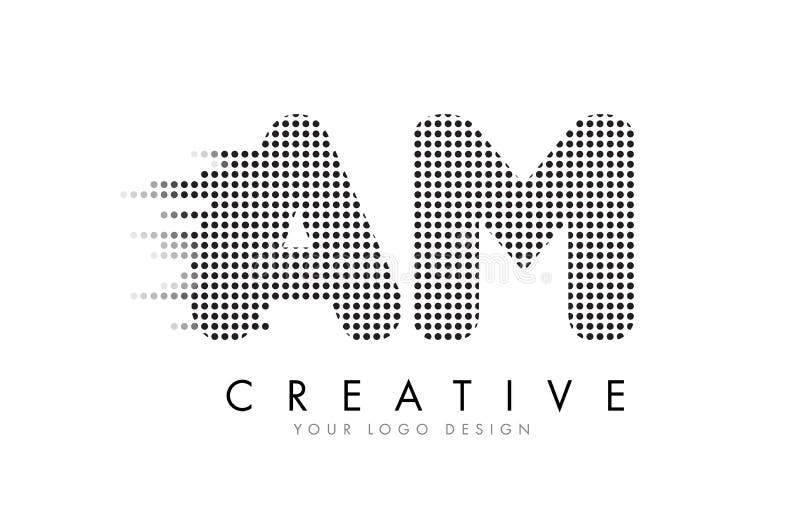 Am a M Letter Logo with Black Dots and Trails. Stock Vector ...