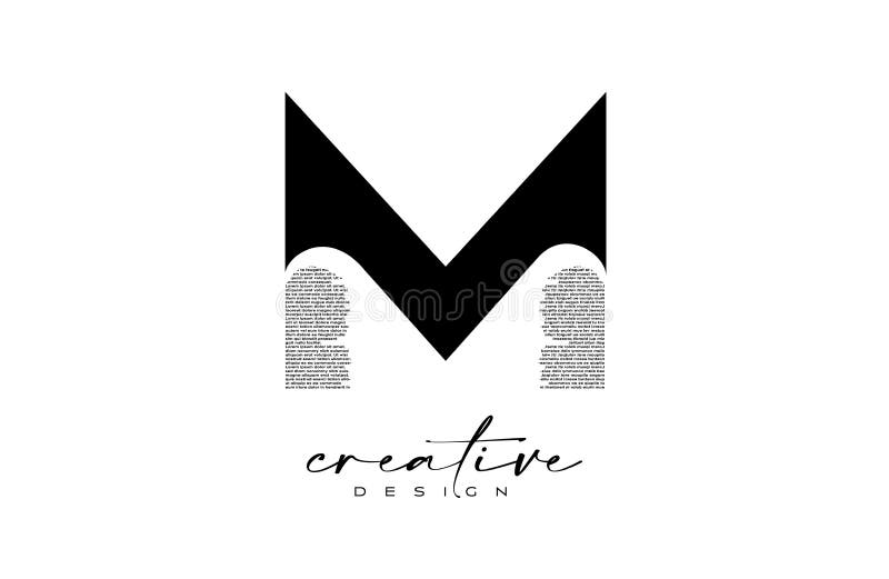 M Letter Logo Design with Creative Letter M Made of Black Text Font ...