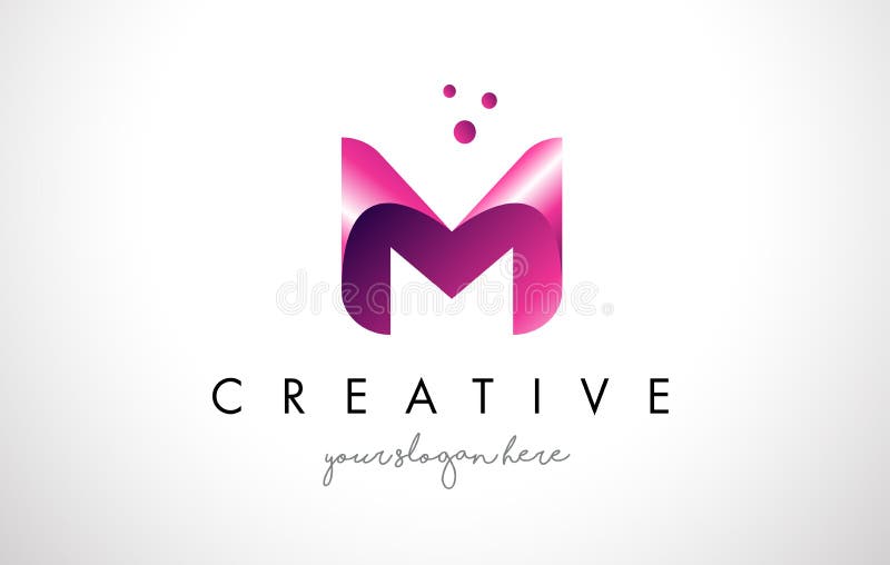 M Letter Logo Design with Purple Colors and Dots Stock Vector ...