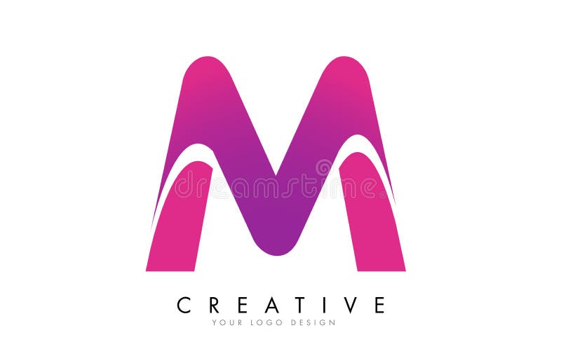 M Letter Logo Design with Ribbon Effect and Bright Pink Gradient Stock ...