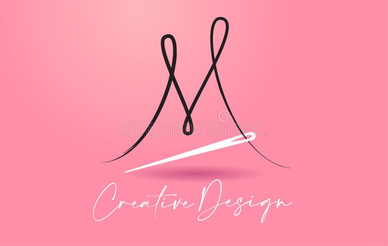 L Letter Logo with Needle and Thread Creative Design Concept Vector ...