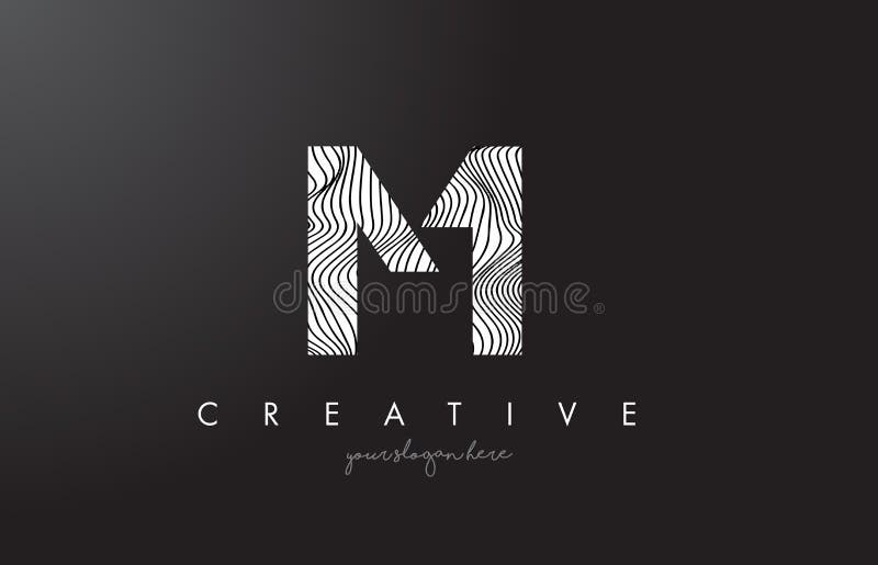 M Letter Logo with Zebra Lines Texture Design Vector. Stock Vector ...
