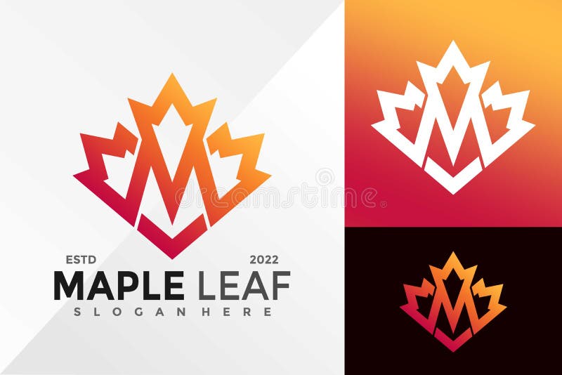 M Letter Maple Leaf Logo Design Vector Illustration Template Stock ...